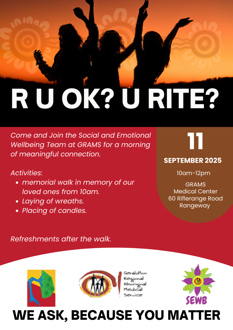 GRAMS Walk & Chat: R U OK? U RITE? » Geraldton Regional Aboriginal ...