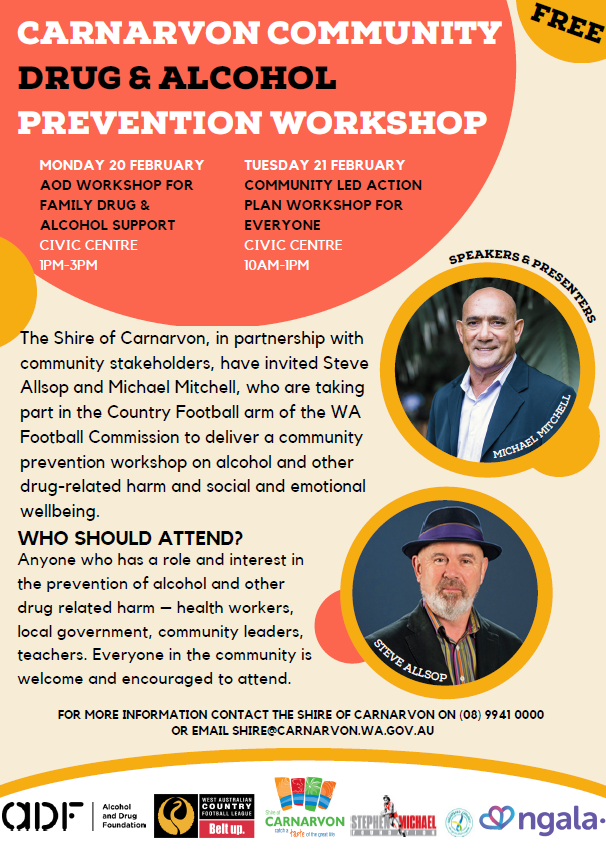 Carnarvon Community Drug & Alcohol Prevention Workshops » Geraldton ...